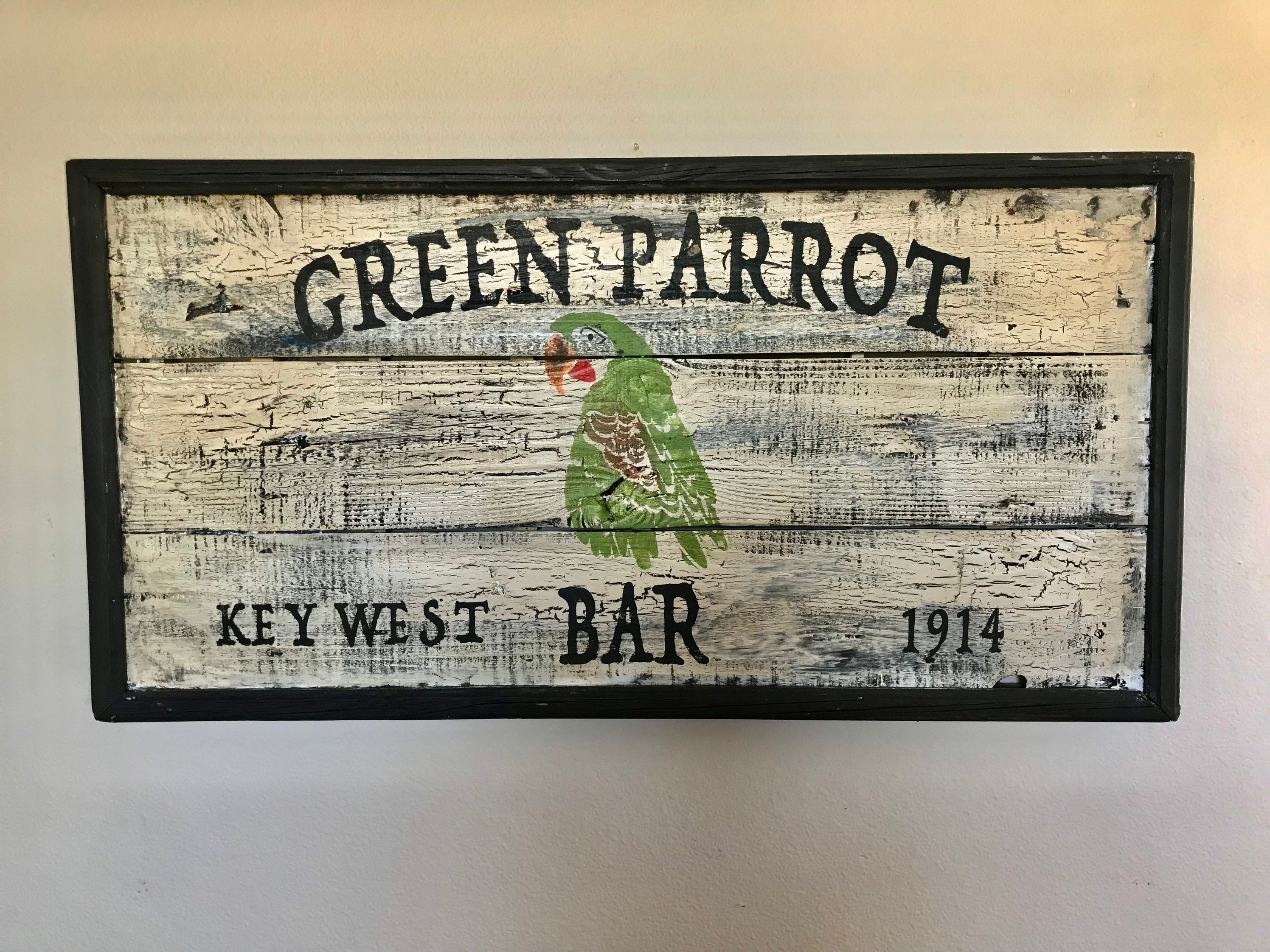 Personalized Green Parrot Bar Sign, Rustic Bar Signs, Key West Bars ...