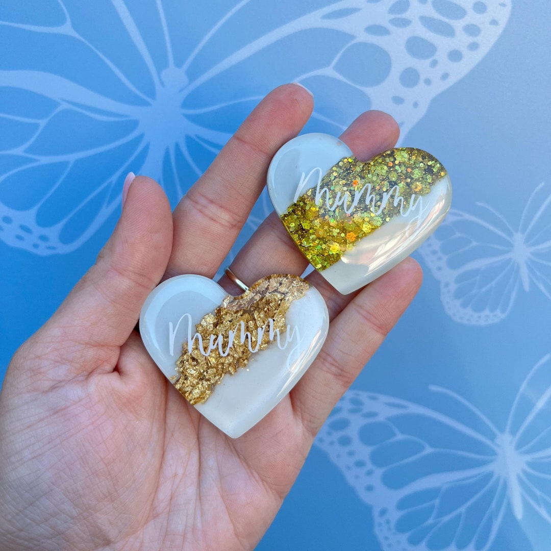 Mummy Resin Glitter or Leaf Heart MAGNET, Mum Gift, Mummy Gift, Mummy ...
