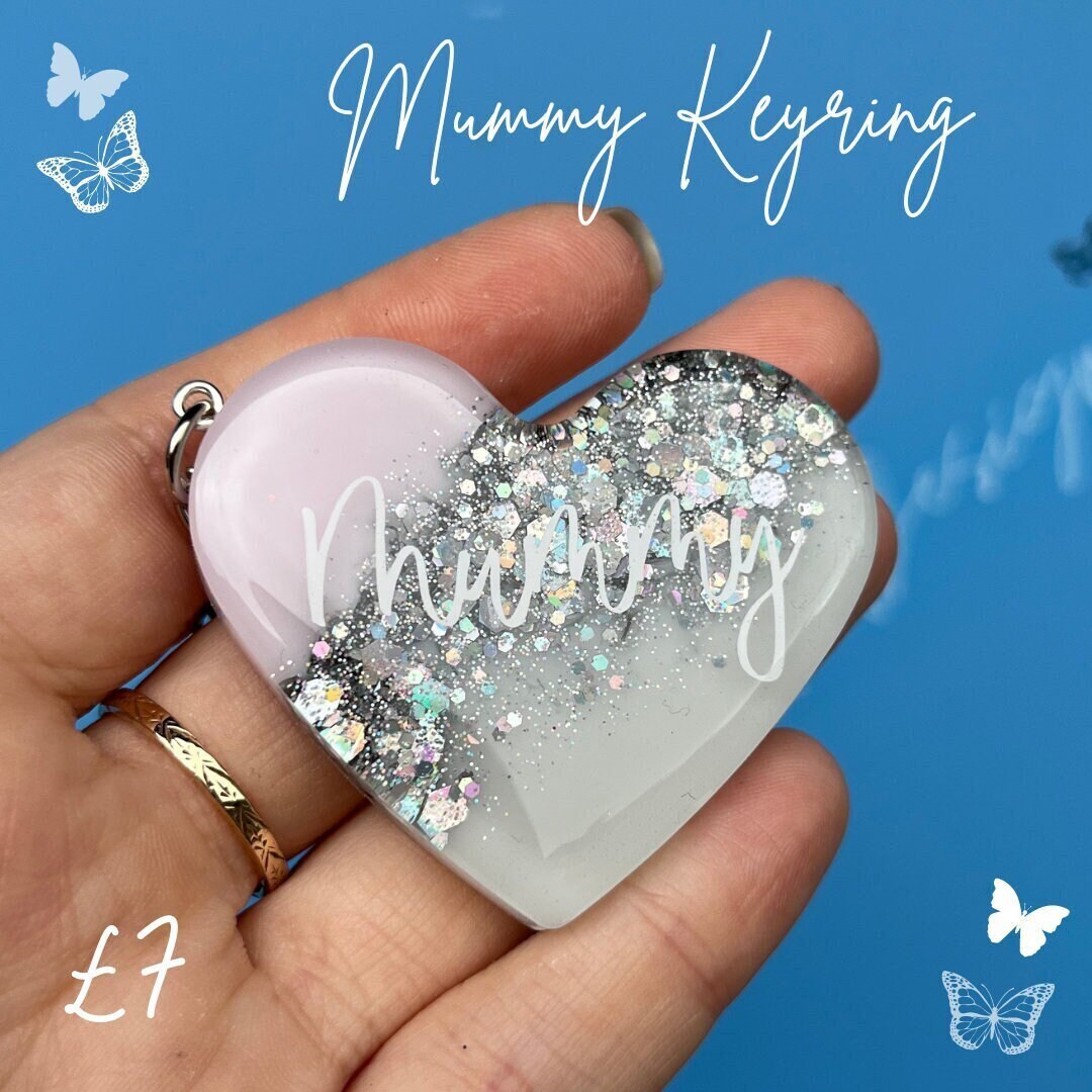 Resin Glitter Heart 'mummy' KEYRING Mothers Day Gift Gift for Mummy ...