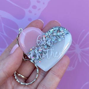 God Mother Resin Glitter Heart KEYRING, God Mother Gift, God Mum ...