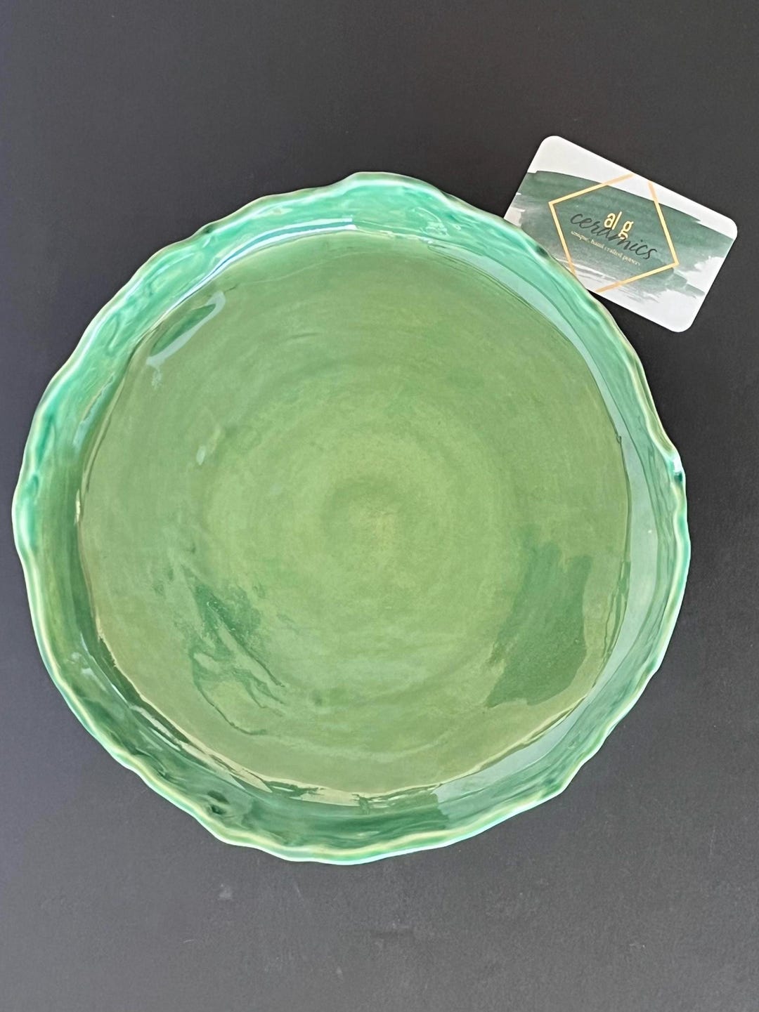 Platter - Dark Green Handbuilt Circular Appetizer Platter - Etsy