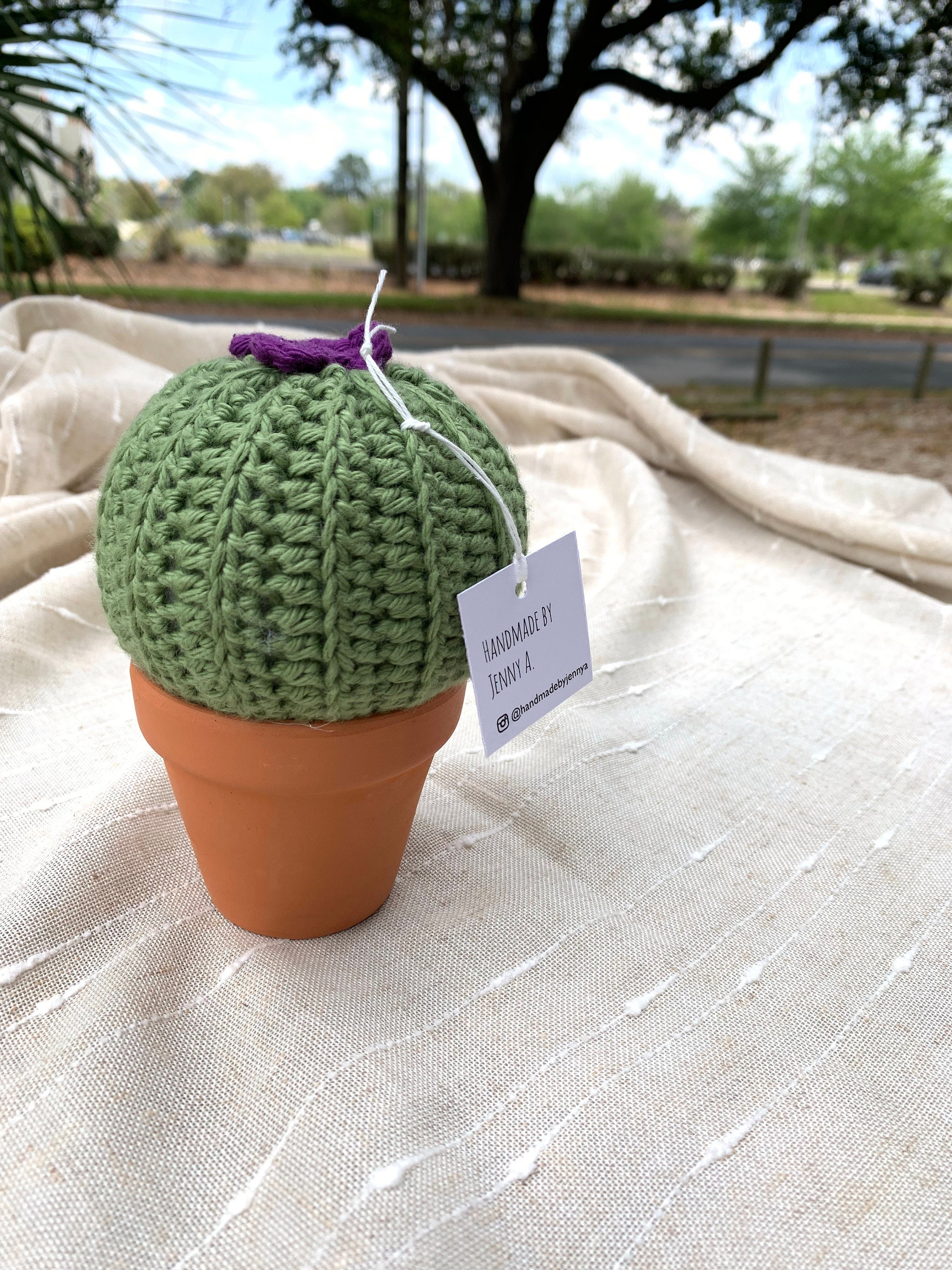Outdoor & Gardening Crochet Barrel Cactus Succulent Faux Handmade Plant ...