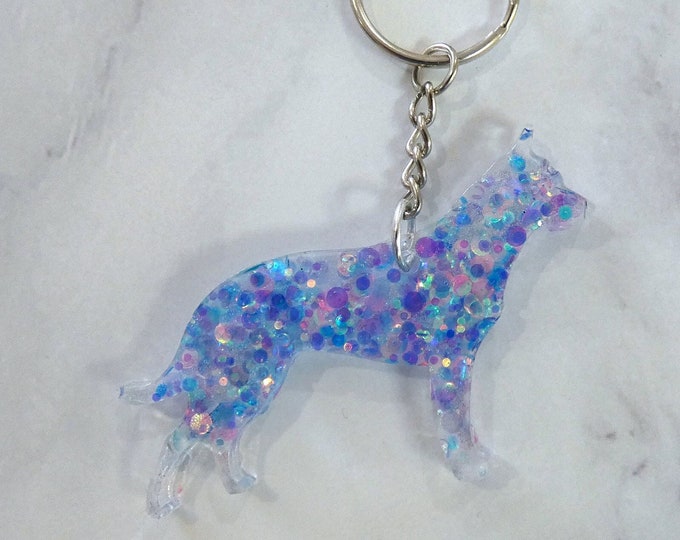BLUE HEELER Dog Silhouette Australian Cattle Dog Epoxy Resin Key Chain ...