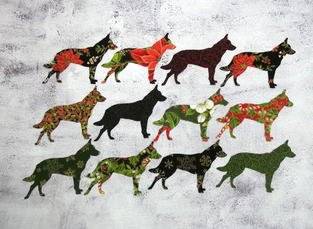 BLUE HEELER Australian Cattle Dog Die Cuts -christmas Metallics Fabric ...
