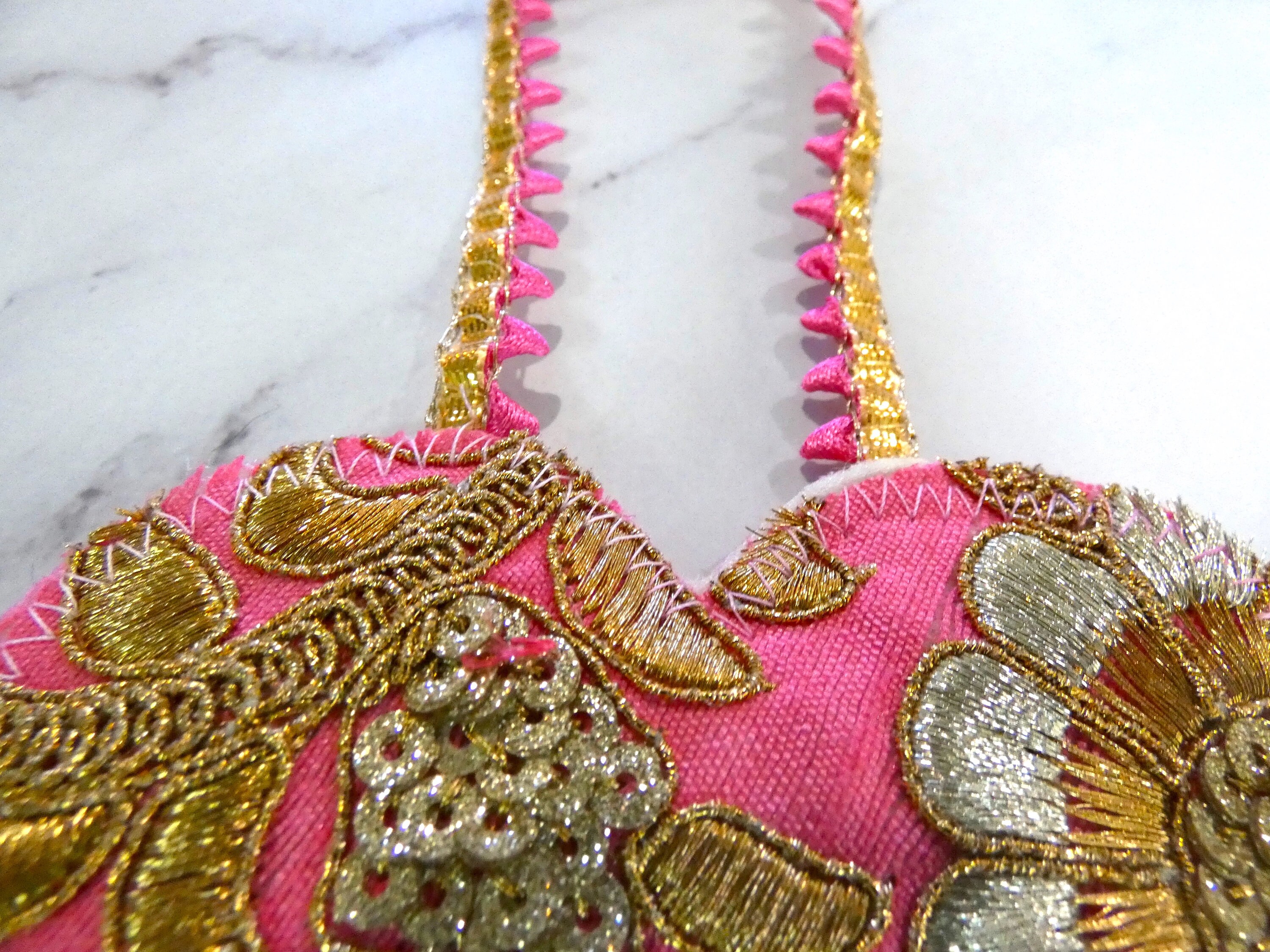 One of a Kind Heart Shaped Ornament Made From Pieced Indian Saree ...