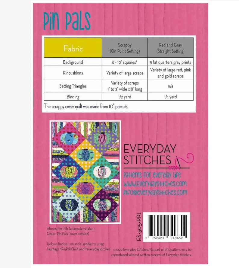 Pin Pals Quilt Pattern: Pincushion Appliqué, Two Designs (physical Pattern) - Etsy