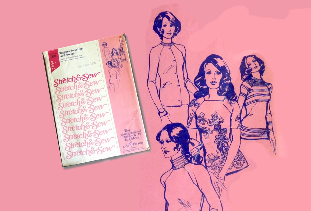 1967 Vintage Sewing Pattern 200,, Ann Person Stretch & Sew Raglan Top ...