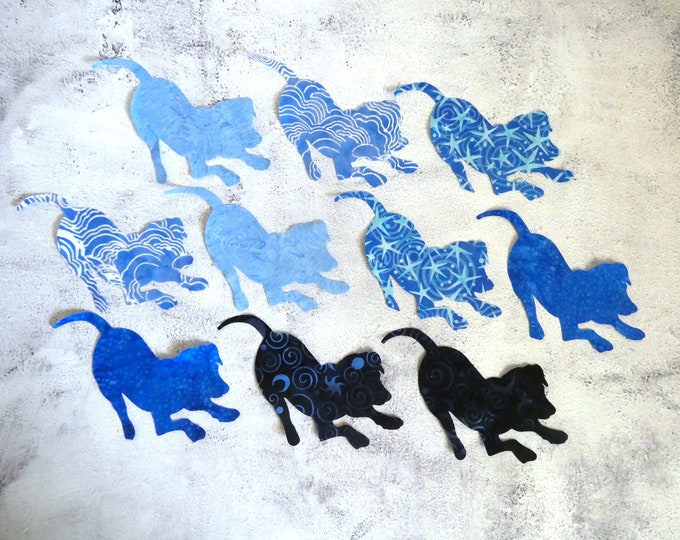 BATIK FABRIC Playing Dog Applique Designs Die Cuts - Beautiful Batik ...