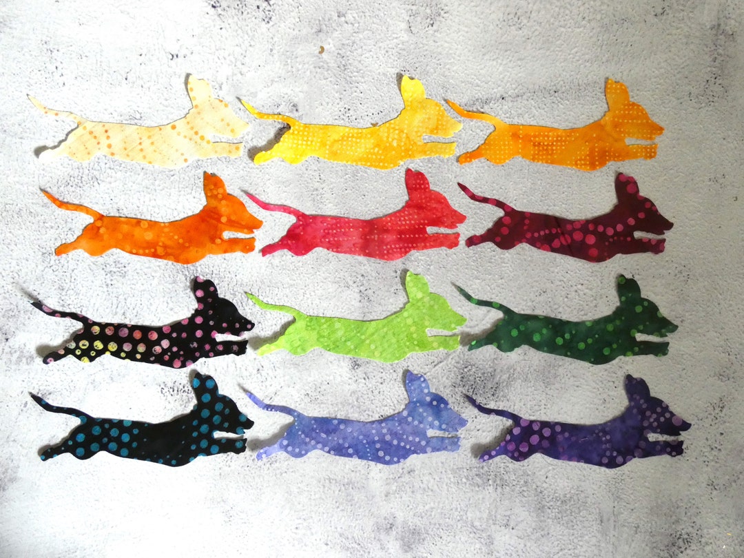 Batik Fabric DACHSHUND WEINER DOG Die Cuts Applique Designs. Use as ...