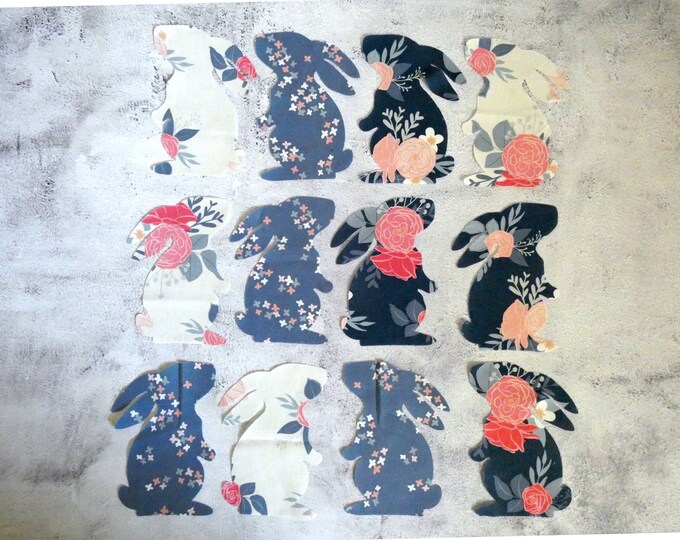 BUNNY FABRIC Applique Designs Die Cuts- Rabbit Sew on Patches for ...