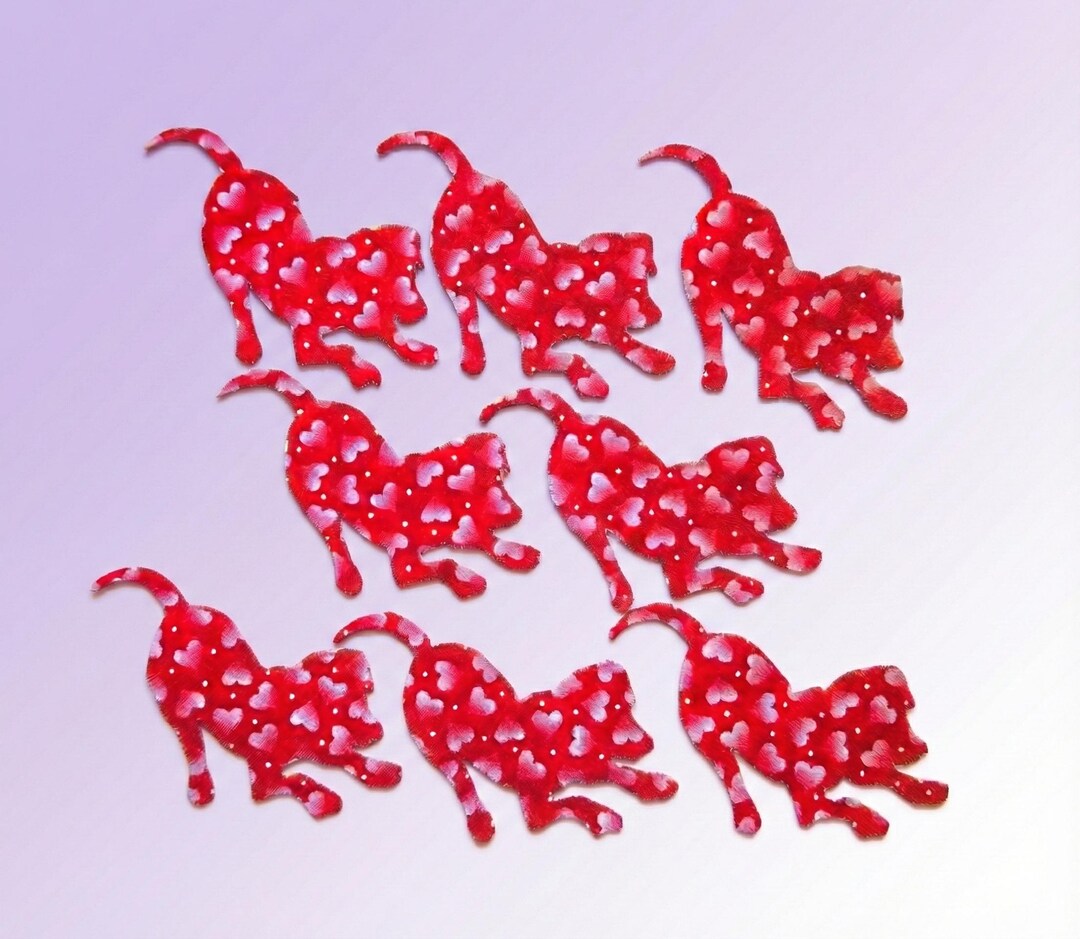 8 Red Heart Labrador Dog Appliqués – Fabric Die Cuts for Quilting ...