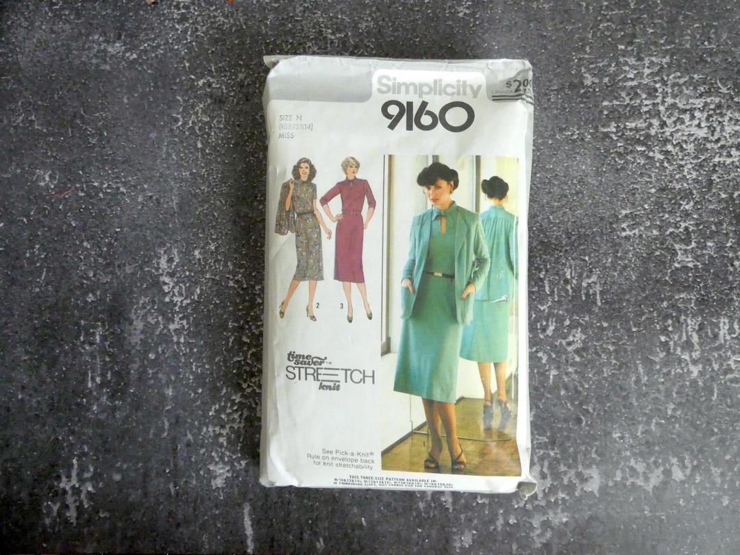 1970's Vintage Sewing Pattern Simplicity 9160 Misses Dress and Unlined ...