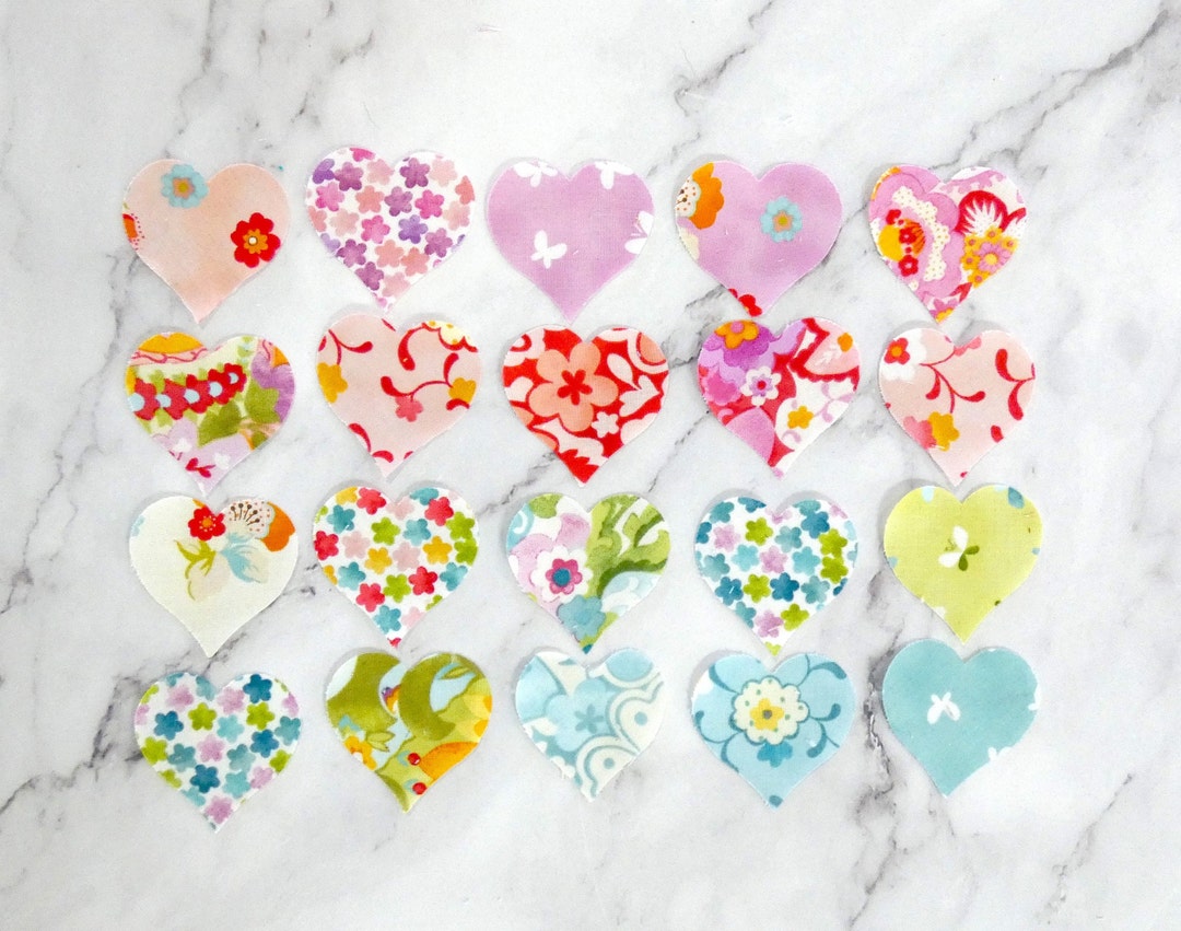 Fabric Heart Appliqué Die Cuts: 20 Colorful 2-inch Hearts - Etsy