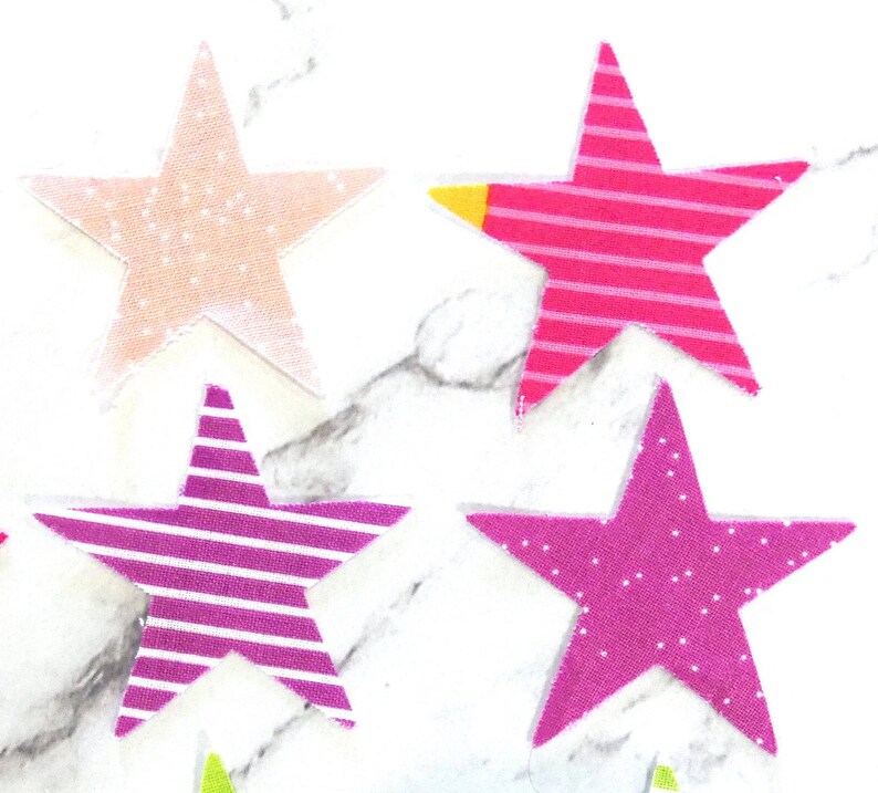 20 FABRIC STAR Applique Designs Die Cuts - 2 Inches Bright Colors ...