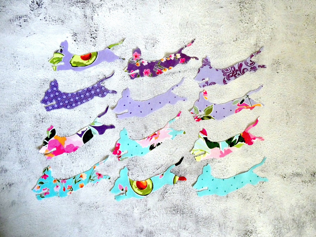 Fabric DACHSHUND WEINER DOG Doxie Die Cuts Applique Designs. Use as ...