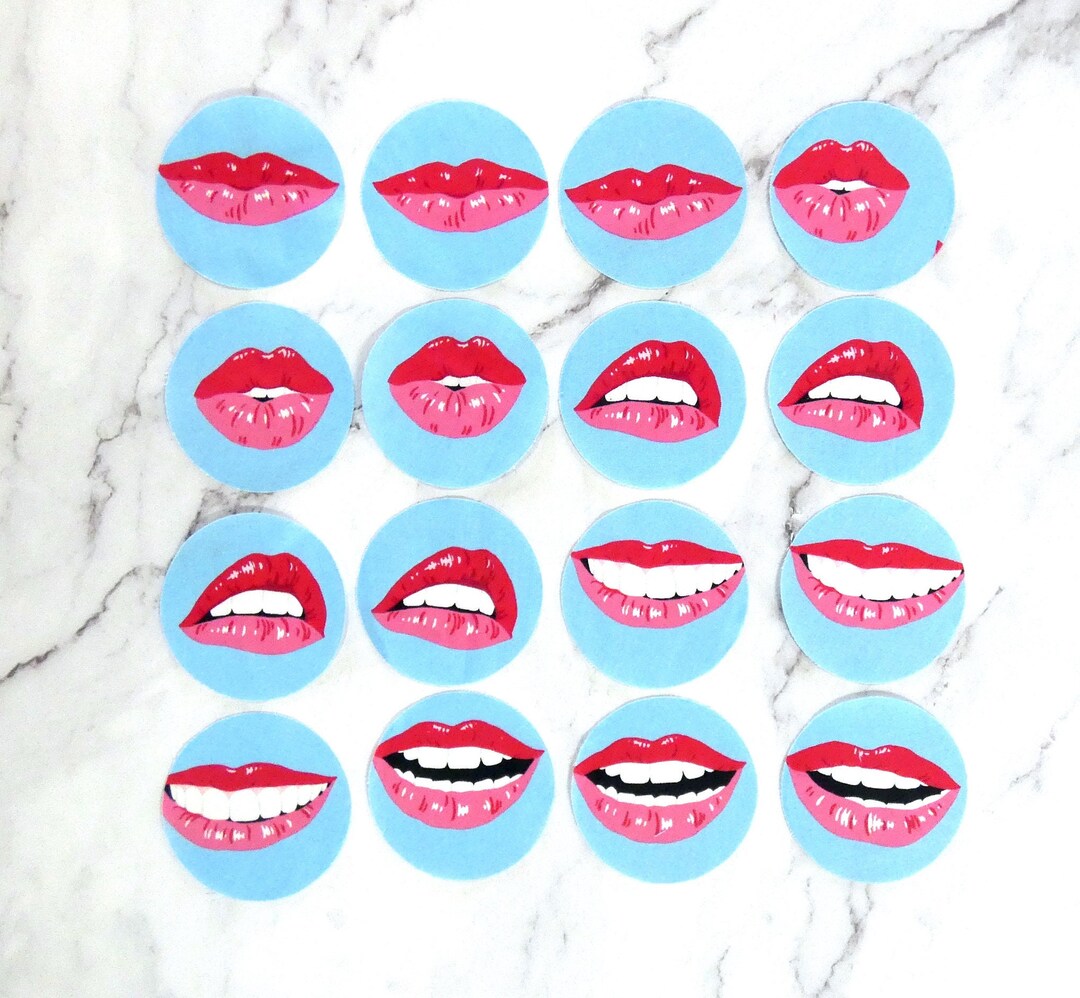 16 Red Lips FABRIC Applique Designs CIRCLE Die Cuts - 3" for Quilting ...