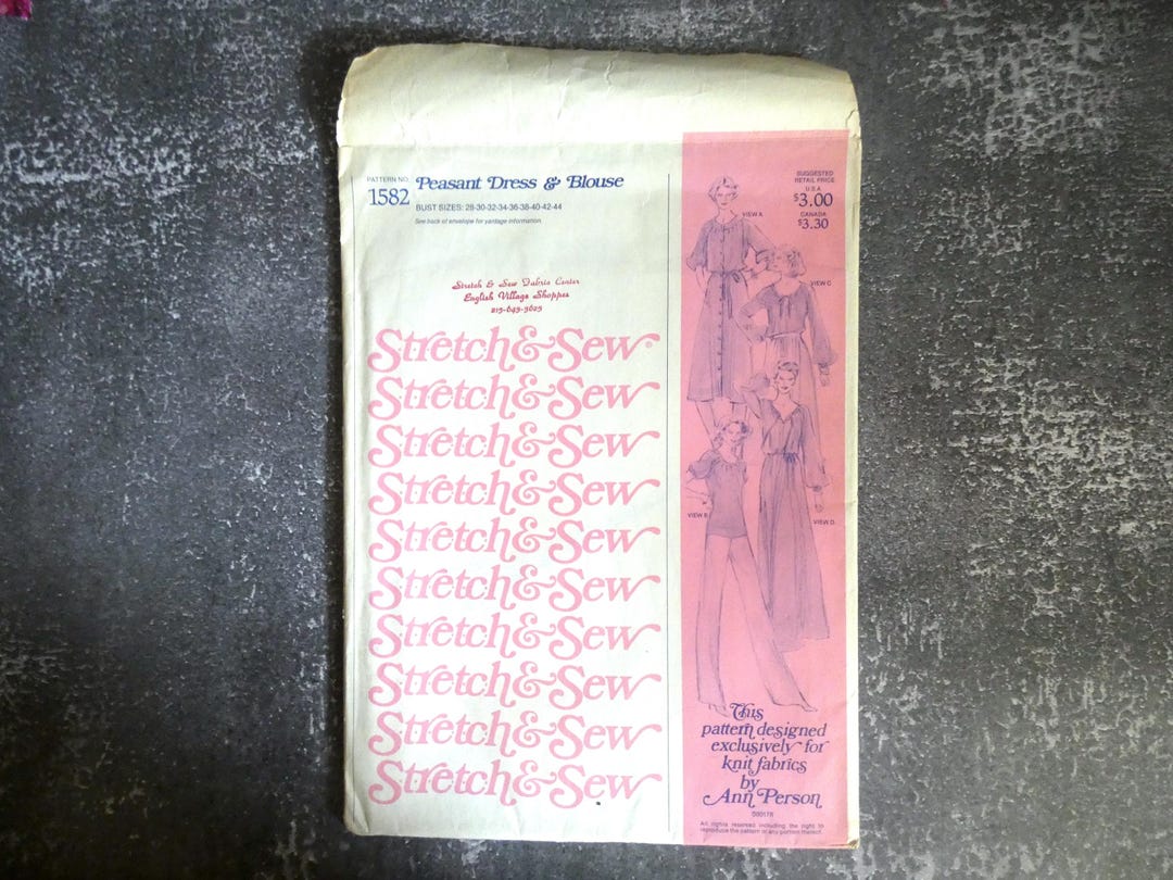 1978 Vintage Sewing Pattern: Ann Person Stretch & Sew 1582 Peasant ...