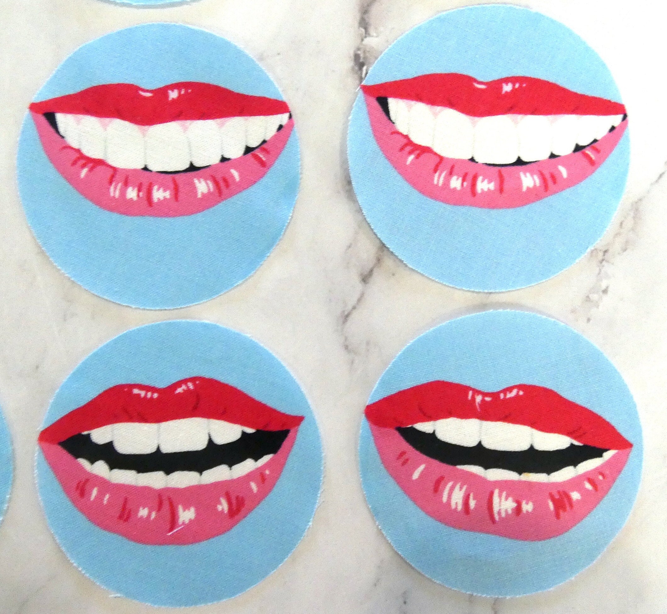 16 Red Lips FABRIC Applique Designs CIRCLE Die Cuts 3 for Quilting ...