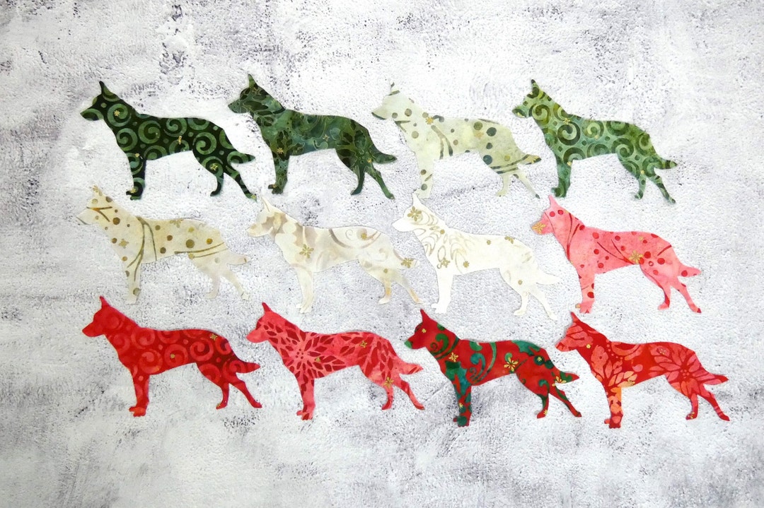 Batik BLUE HEELER Australian Cattle Dog Die Cuts - Christmas Metallic ...