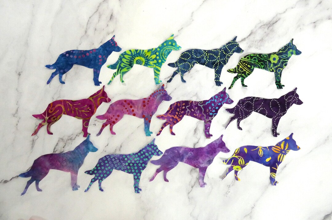 BLUE HEELER Australian Cattle Dog Die Cuts - Beautiful Batik Fabric ...