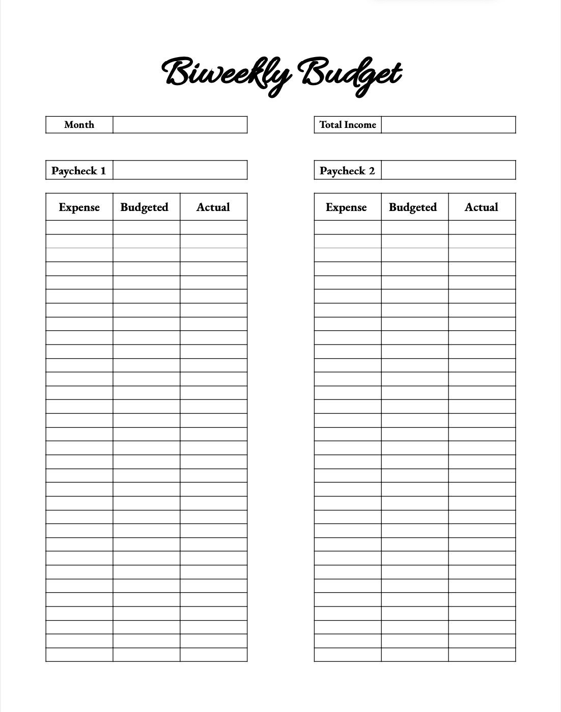 Bi Weekly Budget Template Paycheck Budget Template Printable Etsy Bi Weekly Budget Template Paycheck Budget Template Printable Etsy