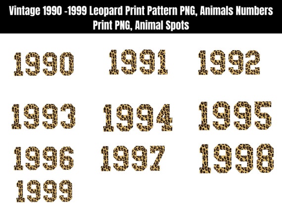 Vintage 1990-1999 Leopard Print Pattern PNG Animals Numbers - Etsy