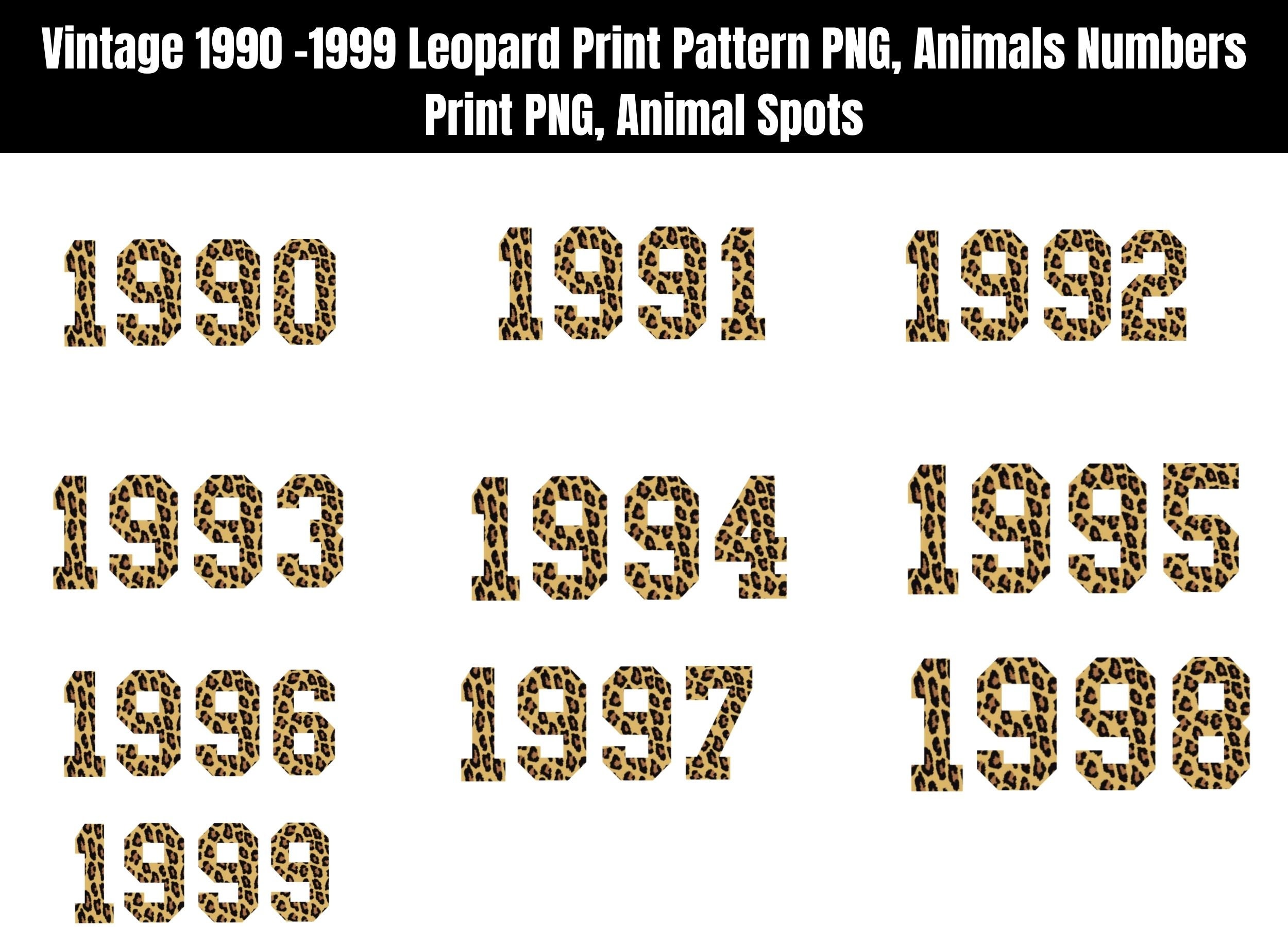Vintage 1990-1999 Leopard Print Pattern PNG Animals Numbers - Etsy