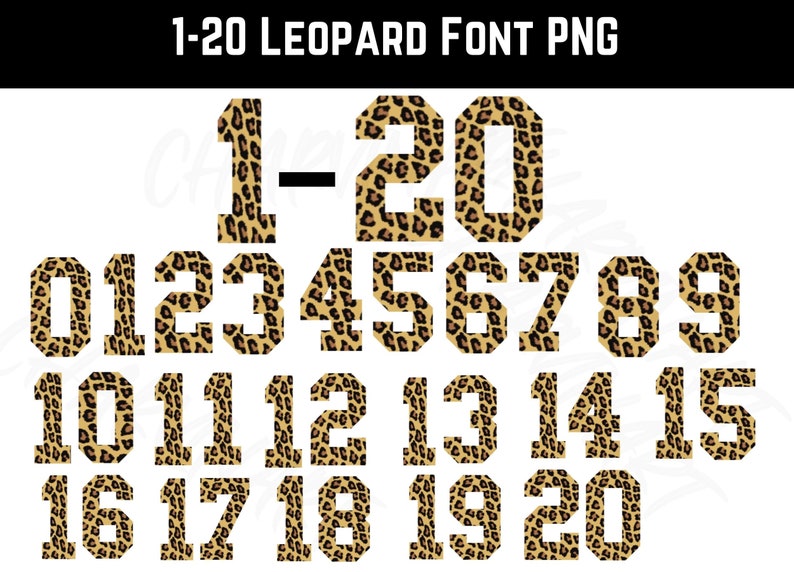 Leopard Numbers Font Png, Leopard Color Font, Leopard Bundle Png ...