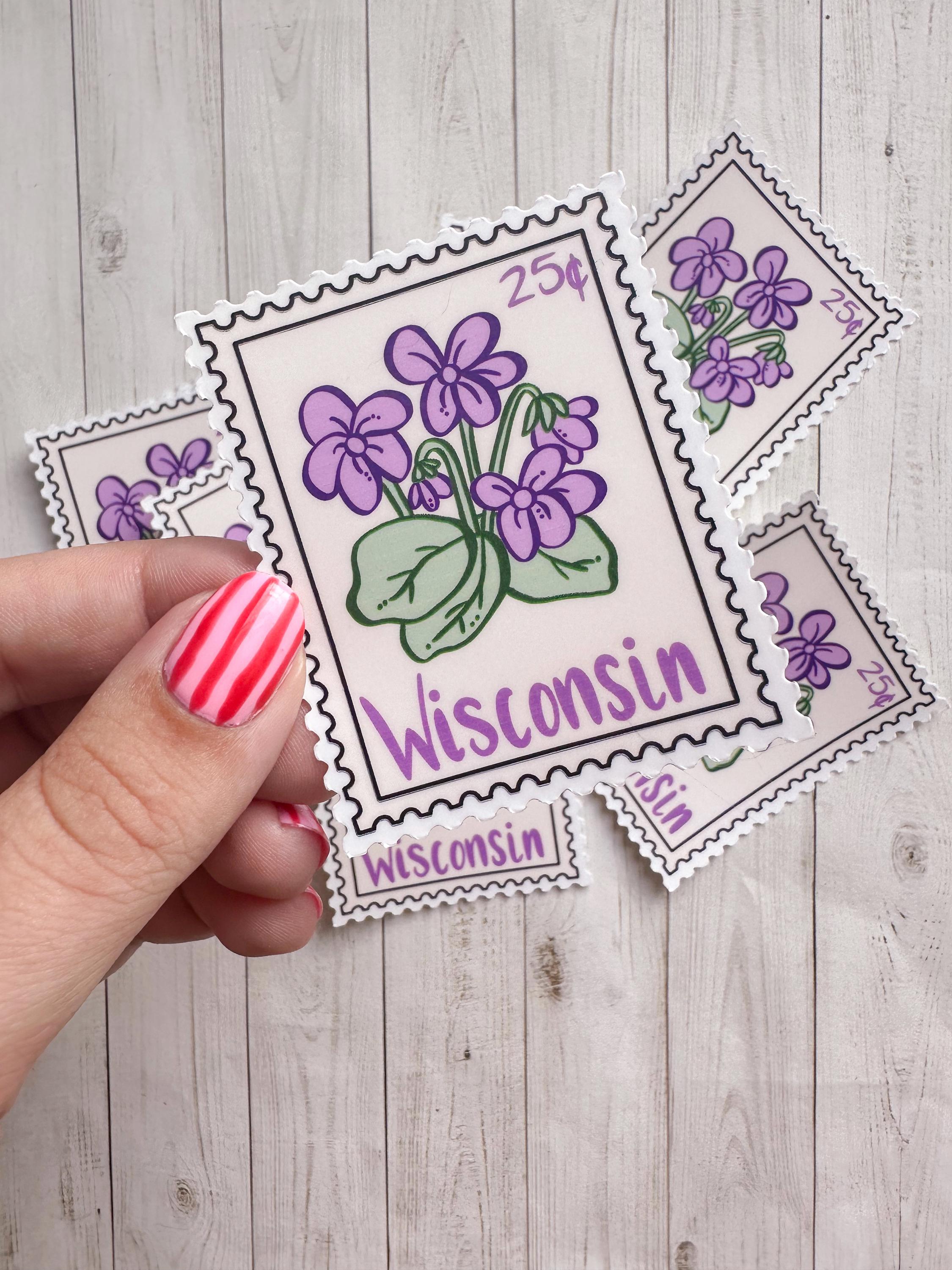 Wisconsin Postage Stamp Sticker - Postage Stamp Sticker - Wisconsin ...
