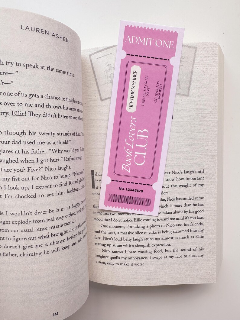Book Club Ticket Bookmark- Page Marker- Aesthetic Bookmark- Gifts for ...