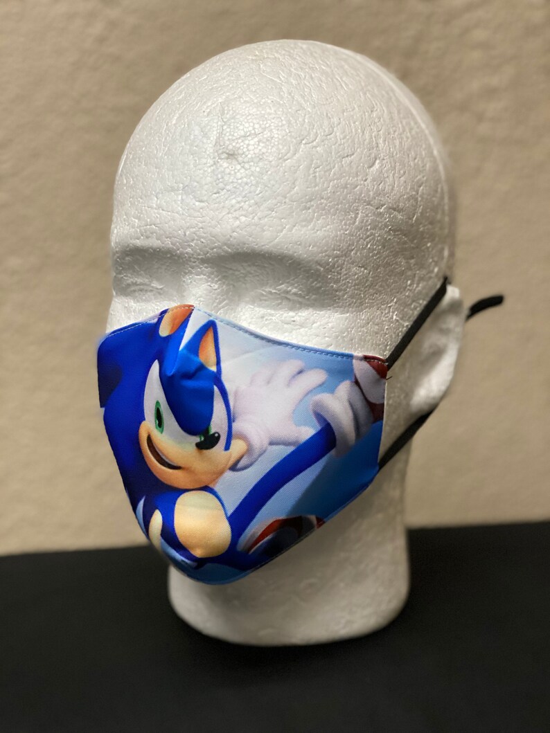 Sonic Face Mask With Elastic Plus Adjustable Bead Washable | Etsy