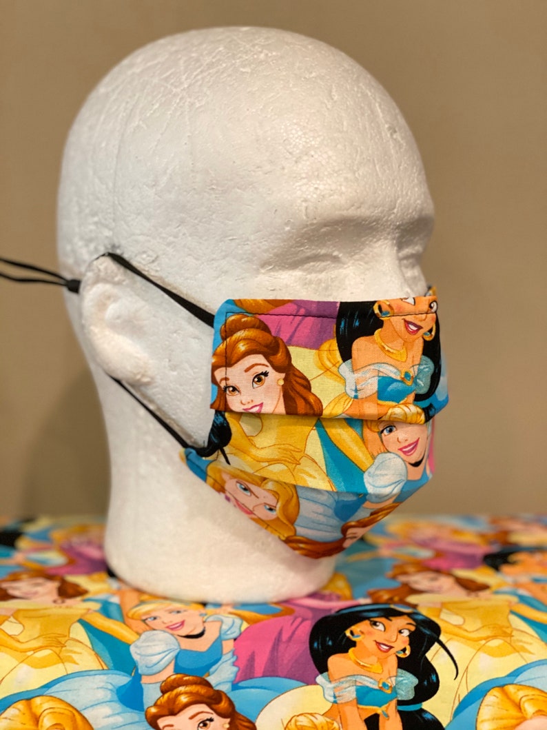 Disney Princess Face Mask with nose wire Elastic with | Etsy