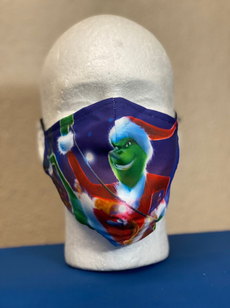 Christmas Grinch Face Mask with Elastic with adjustable bead | Etsy
