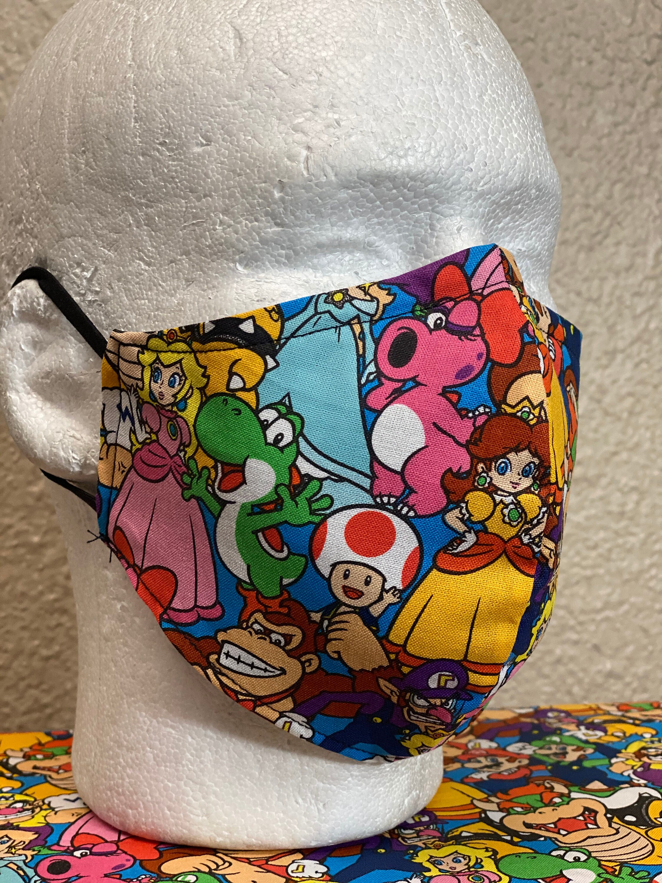 Super Mario Face Mask with nose wire Elastic with adjustable | Etsy