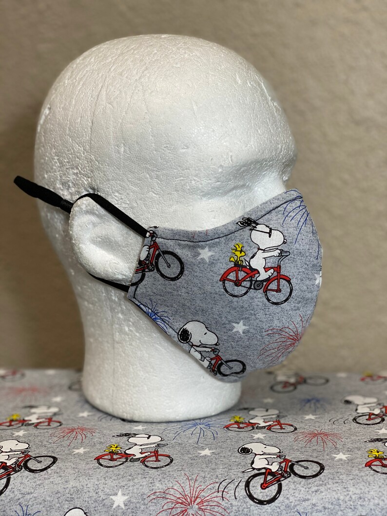 Snoopy Face Mask with nose wire Elastic with adjustable bead | Etsy
