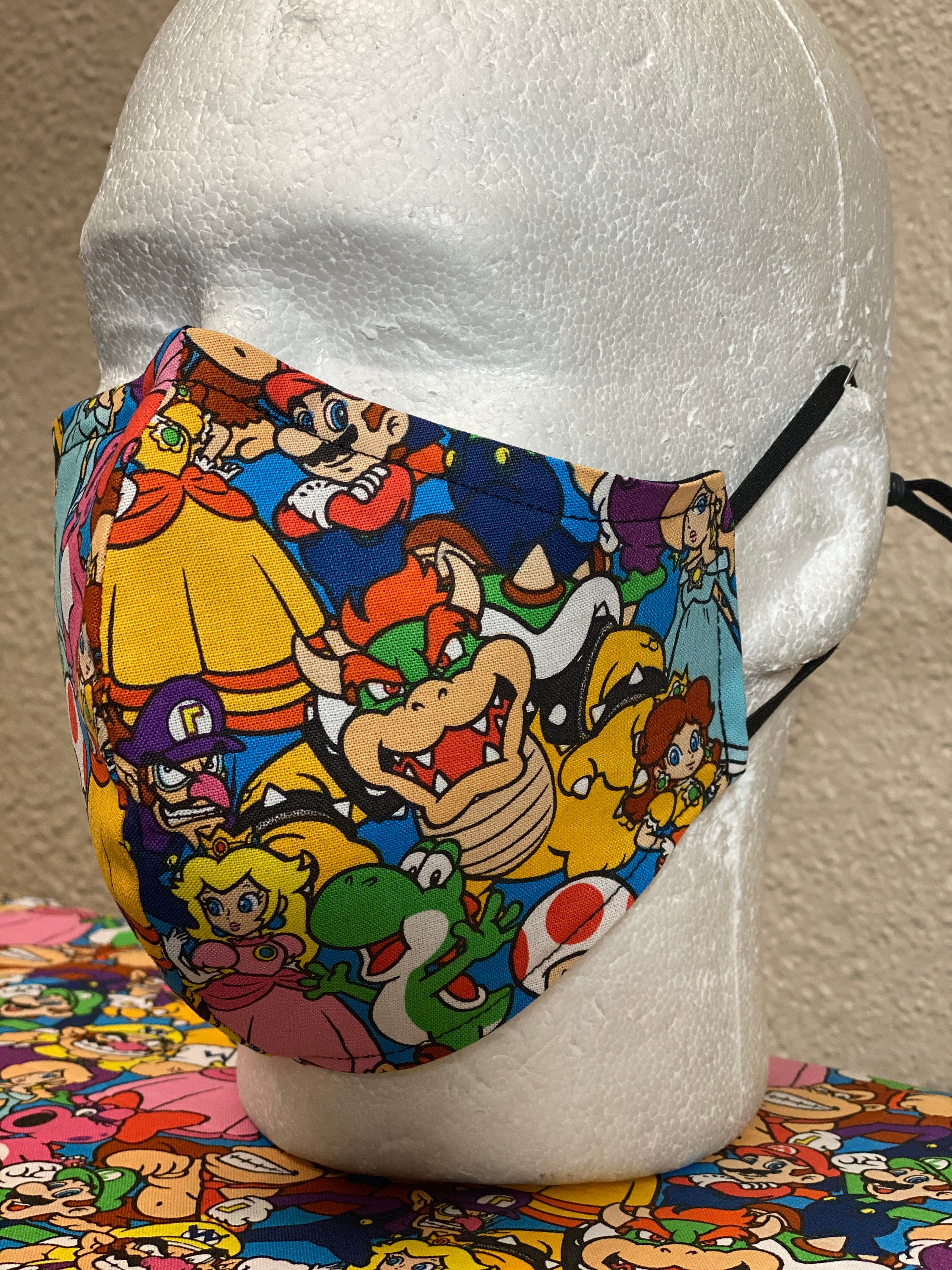 Super Mario Face Mask with nose wire Elastic with adjustable | Etsy