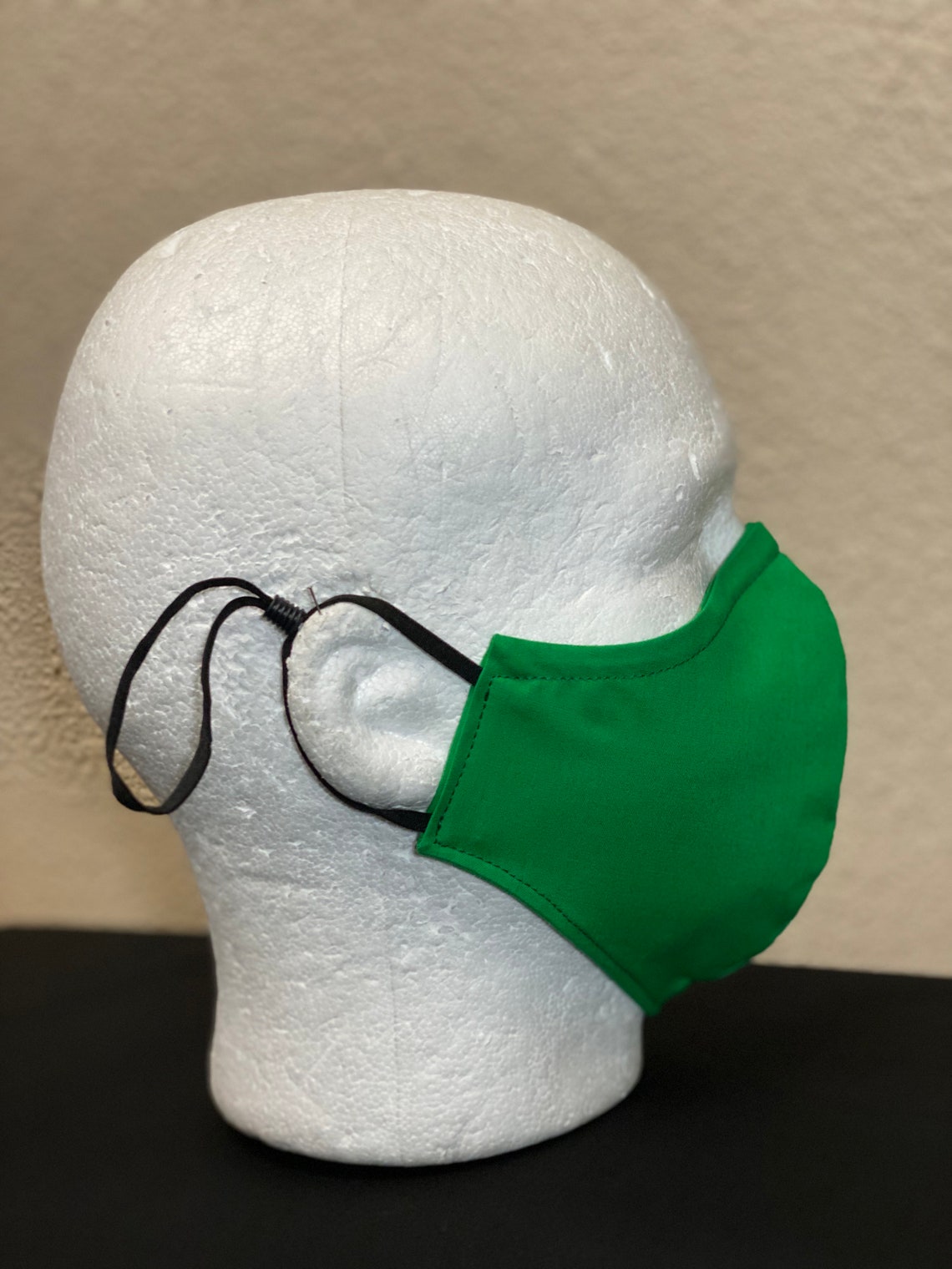 Green Face Mask with nose wire Elastic with adjustable bead | Etsy