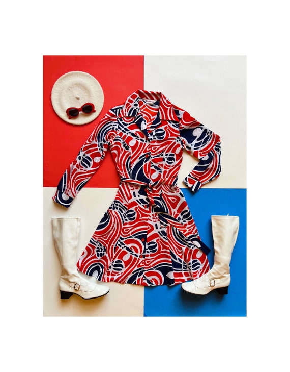 60s vintage red white - Gem