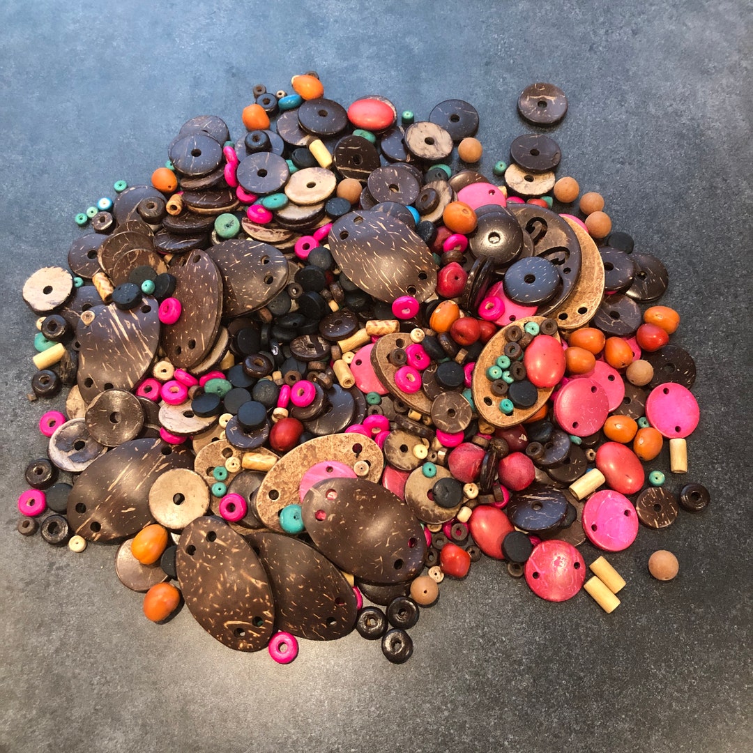 Bead Lot of Loose 360+ Nut & Coconut Shell Beads for Crafting Jewelry ...