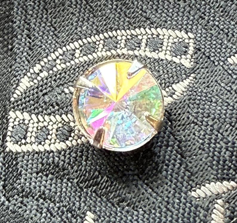 Vintage Tie Tack or Pin Milky AB Faceted Faux Gem Single in Silver Tone ...