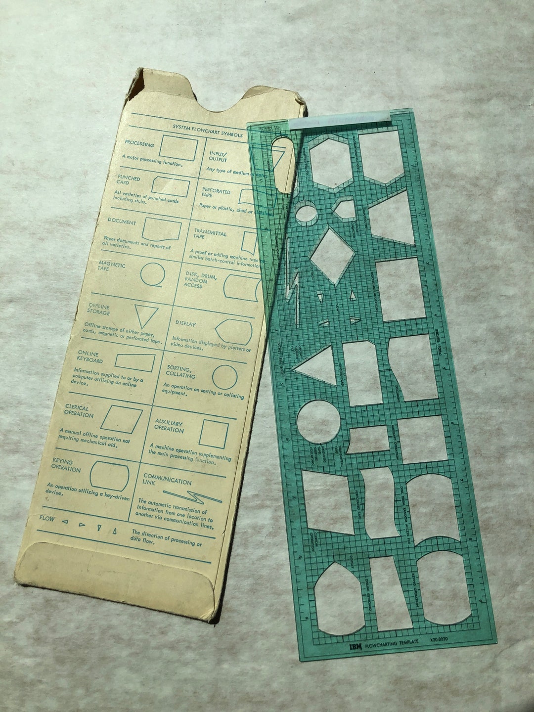 IBM Flowcharting Ruler Template Used for Form X-20 8020 W/original ...
