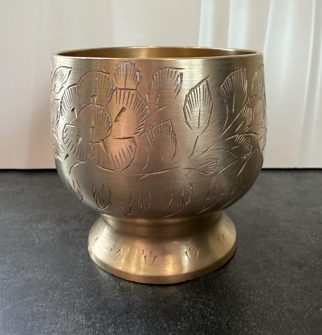 Brass Single Cup Made in India, Engraved Espresso Coffee Tea Goblet - Etsy