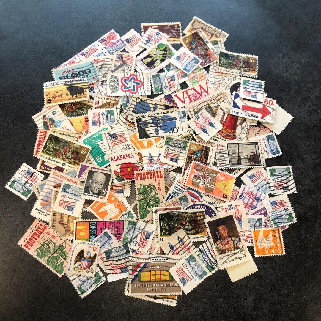 Vintage US Postage Stamps Postmarked Set of 100+ for Crafting ...