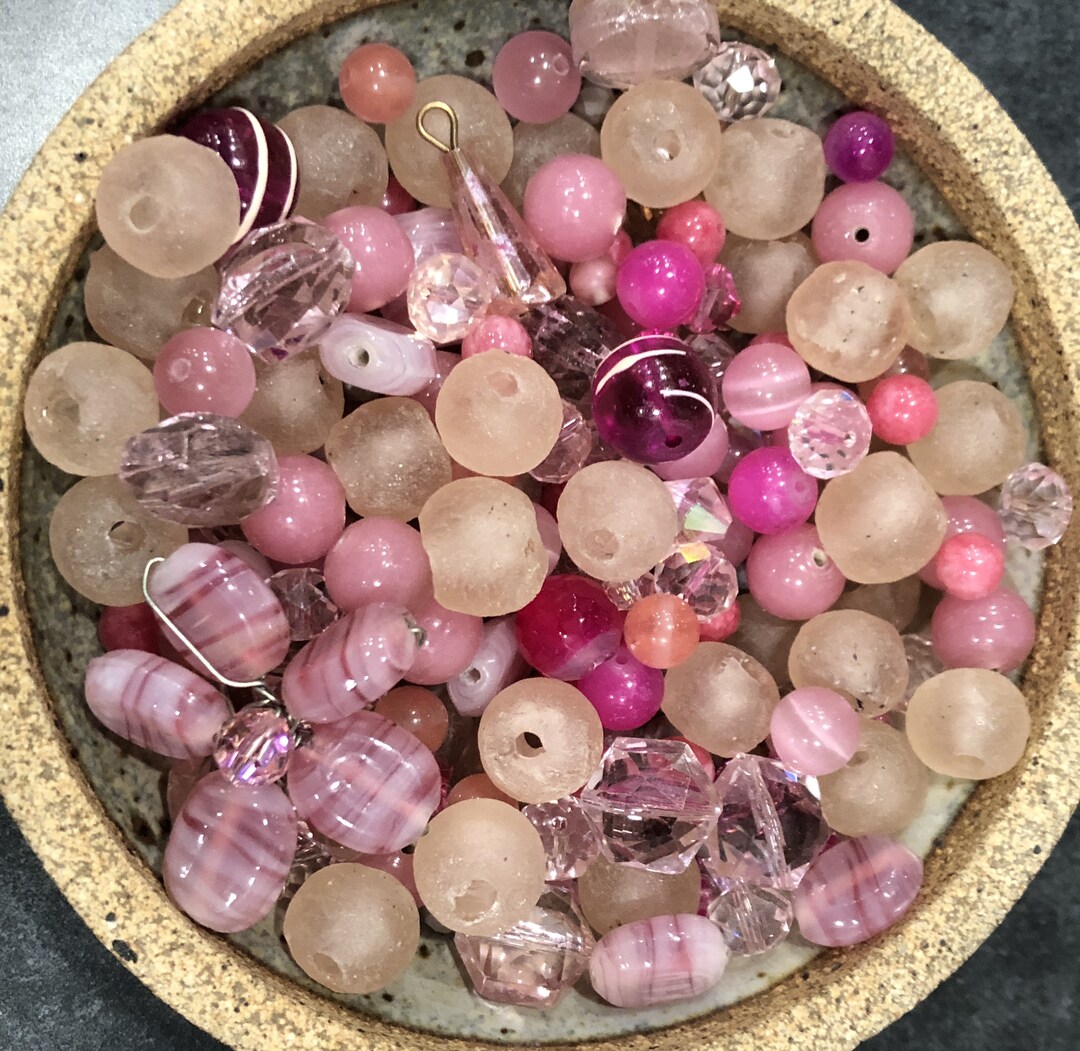 Bead Lot Loose 300 Ct Assorted Shapes Sizes Art Glass in Pink Colors - Etsy