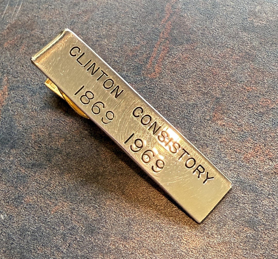 Tie Clip VTG Clinton Consistory Masonic Scottish Rite Gold Tone Men's ...