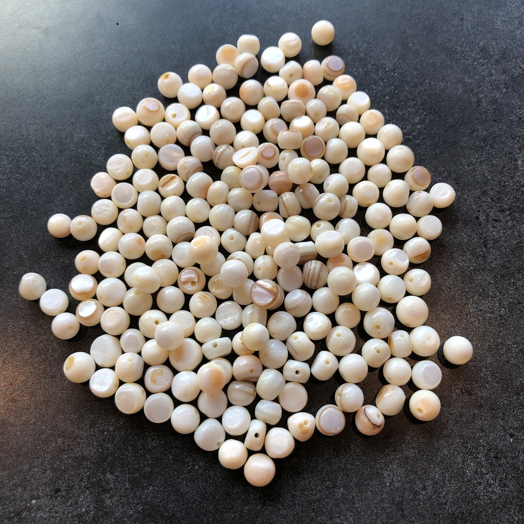 Beads Loose Lot 200 Ct Natural Mother of Pearl Sea Shell Balls 1/4 ...