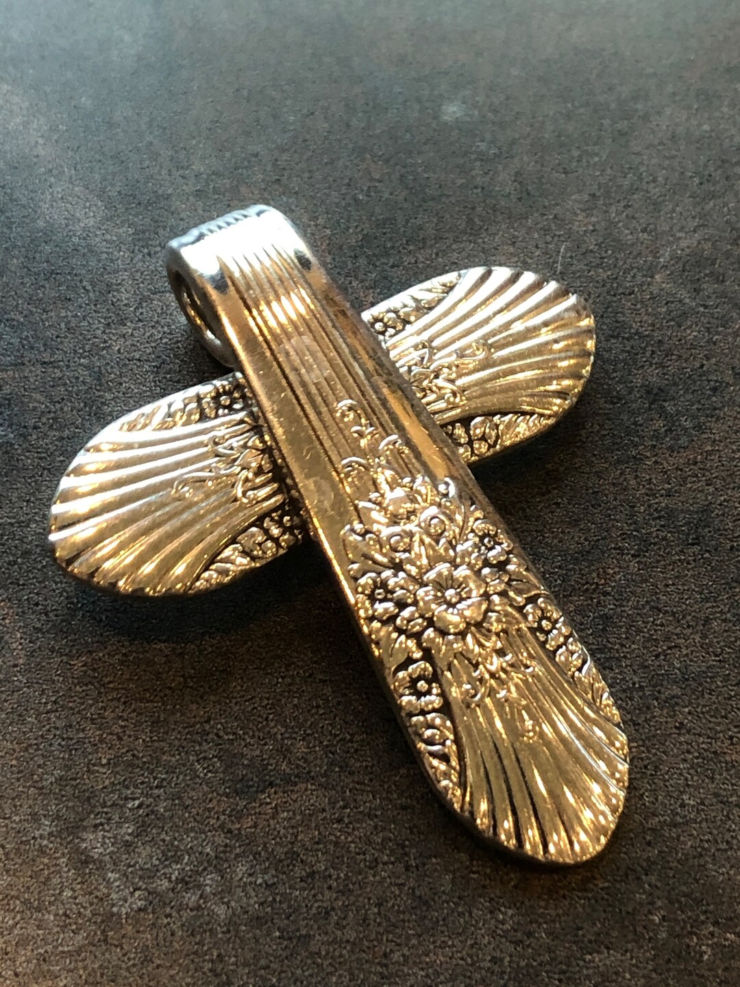 Pendant Silver Tone Flatware Cross Spoon Fork for Jewelry Making ...