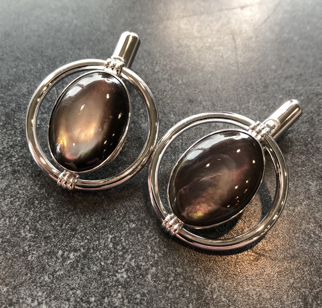 Cuff Link Set MCM Sterling Silver-tone by Destino Abalone Shell Under ...