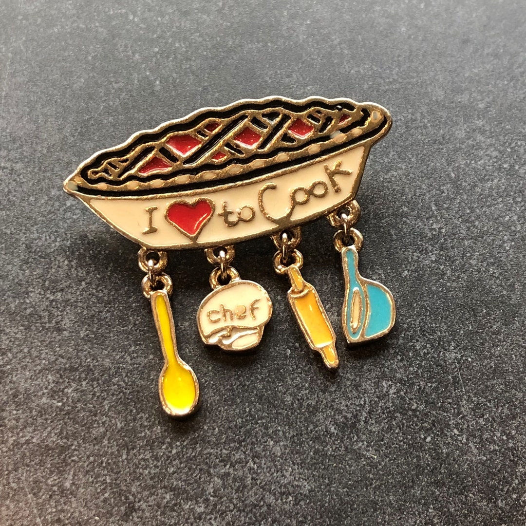 Enameled Pin I Love to Cook Articulated DM Retro Kitchen Cooking Baking ...