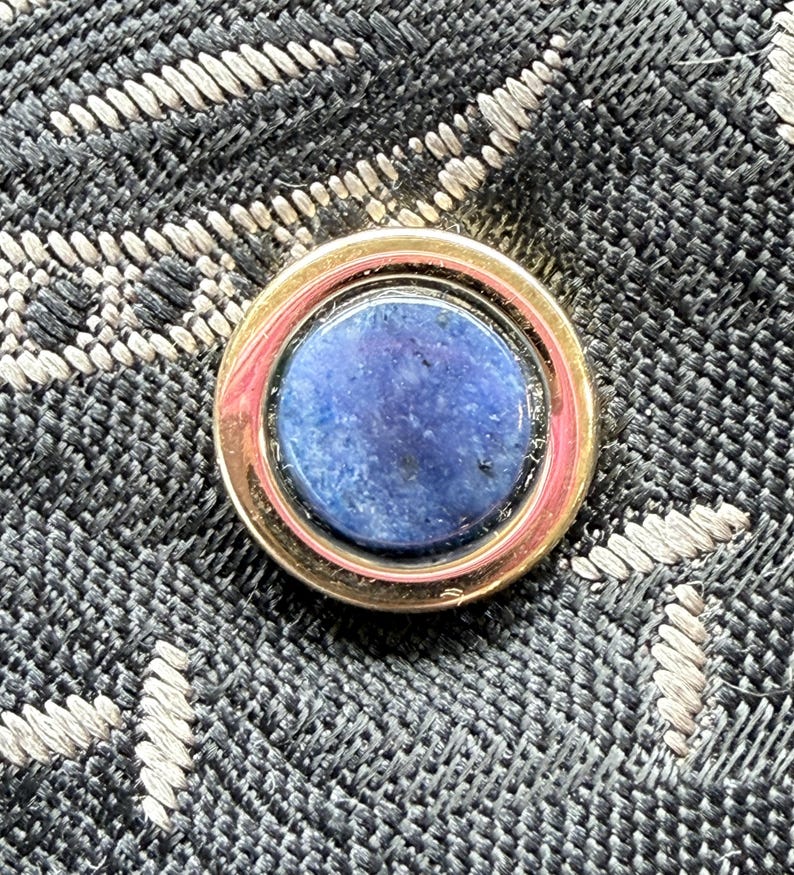 Vintage Tie Tack or Pin Sodalite Stone Circle in Gold Tone W/chain - Etsy